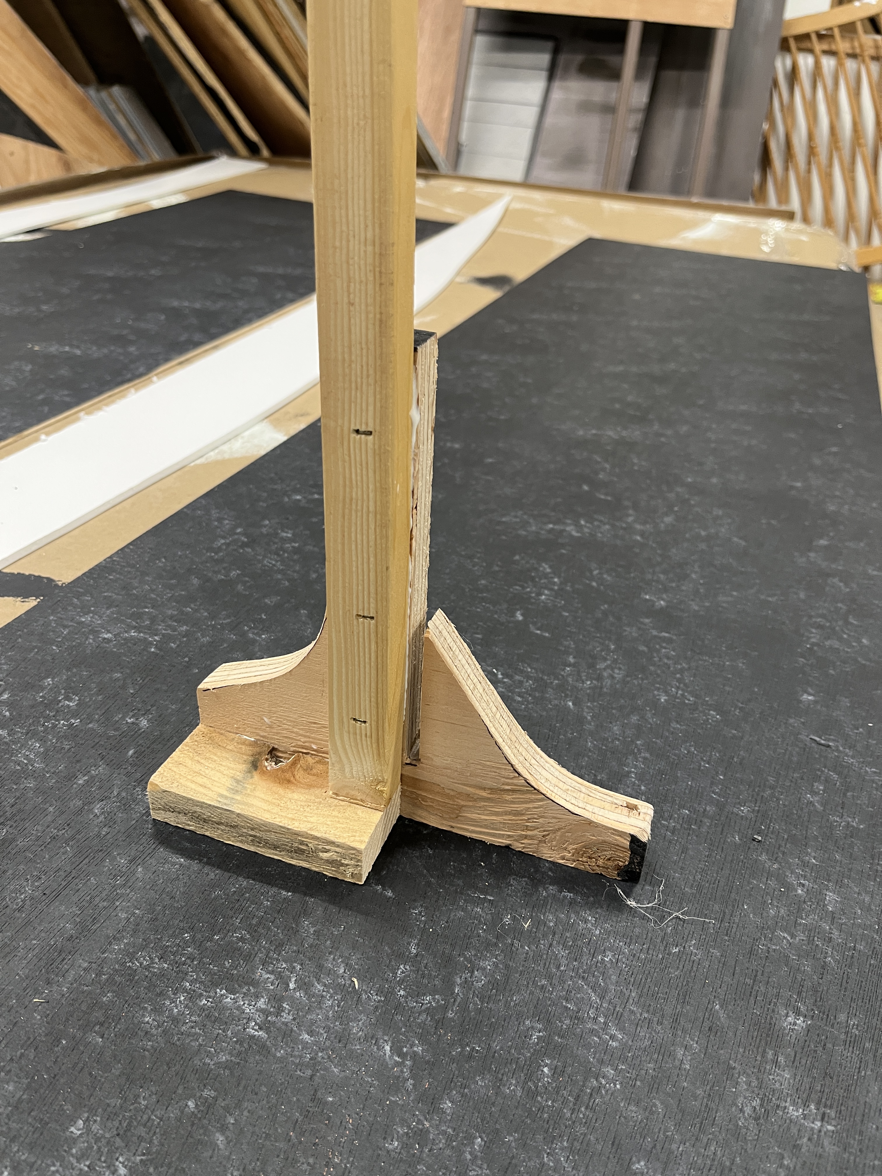 Simple plywood stands to hold foamcore 2D set pieces (flats)